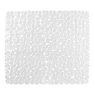 iDesign Plastic Suction Cup Non-Slip Bath Mat, The Pebblz Collection - 22” x 22”, Clear