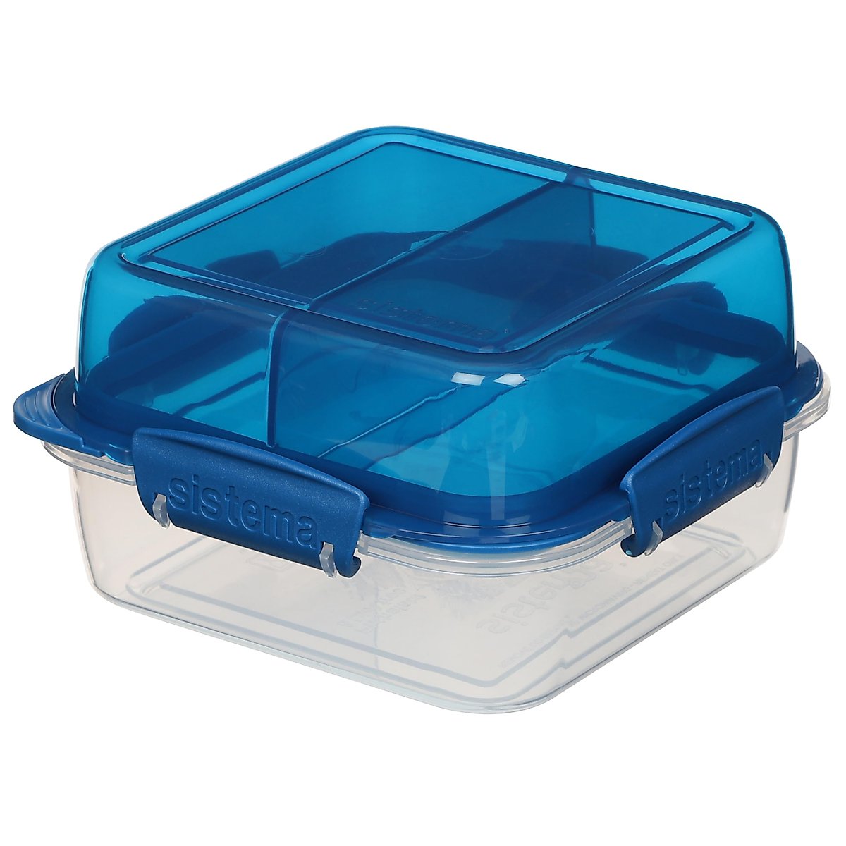 Sistema 1.24L Lunch Stack Square to Go Assorted Colours, Polypropylene, 1.24 Litre
