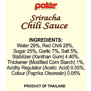 MW Polar Sriracha Chili Sauce 7.5 oz (Pack of 6), Hot Sauce for Pho, Breakfast, Eggs & Toast, Sandwich, Taco, Sushi, Spicy Mayo, No Artificial Colors
