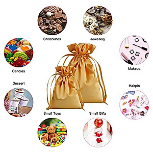 BeiLeiNiceHK 30pcs Satin Gift Bags Golden Drawstring Bag, Gift Pouches For Christmas, Wedding Favor Bags, Baby Shower Bag, Small Jewellery Pouch 5X7 Inch