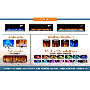 SIMPLIFIRE Allusion Platinum 50" Linear Electric Fireplace - Black, SF-ALLP50-BK