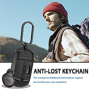 Miimall Compatible for Jabra Elite 7 Pro & Elite 7 Active Case Cover, [Carbon Fibre Pattern][Anti-Lost Keychain] Silicone Protective Case for Jabra Elite 7/7 Pro Case (Black)