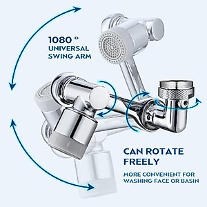 Rotating Faucet Extender,360°+1080°Swivel Robotic Arm Extension Faucet with 2 Water Outlet Modes,Suitable for Bathroom Sink Spray Accessories, Used for Facial,Rye,Hair and Mouthwash Portable Cleaning