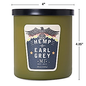 Manly Indulgence Hemp & Earl Grey Scented Jar Candle, All American Collection, 2 Wick, Green, 15 oz - Up to 60 Hours Burn