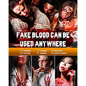 Halloween Fake Blood Makeup, Fake Blood Spray 2.03oz + Dripping Blood 2.03oz, Washable Realistic Fake Blood for Clothes, Sfx Special Effects Makeup Kit for Vampire Monster Zombie Cosplay (Red)