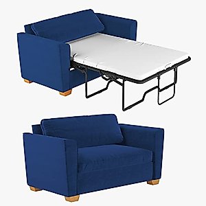 Mjkone Pull Out Sofa Bed, Sleeper Sofa Bed with Memory Mattress, 2-in-1 Pull Out Couch Bed Suitable for Friends to Stay Temporarily, Single Sofa Couch for Apartment/Small Spaces (Single,Blue)