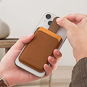 Sinjimoru Vegan Leather iPhone 14 Wallet for MagSafe Wallet, iPhone 14 Plus Magnetic Accordion Wallet Card Holder for Back of Cell Phone Case foriPhone 15 14 13 12 Series. M-Pull Tab Wallet Black