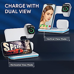 Wireless Charger, 3 in 1 Fast Charging Station for Apple Watch Series SE 8~2,AirPods,iPhone 14 13 12 11 Pro/X/Xr/Xs/8 Plus(with QC3.0 Adapter)
