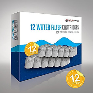 Pack of 12 Replacement Charcoal Water Filters By Housewares Solutions for Keurig Brewers - Keurig Compatible Water Filter Cartridges Universal Fit (NOT CUISINART) for Keurig 2.0 & 1.0 Coffee Makers
