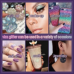 Viza Iridescent Ultra Fine Glitter Powder, 7.8oz/ 220g Emerald Green Crafts Glitter, PET Flakes Nail Sequins for Resin, Art Nail, Slime, Epoxy Tumblers, Body, Face, DIY Decoration Festival, Painting