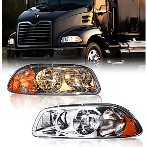 Torque Headlight PAIR Replacement for Mack Vision Granite Pinnacle CX CXU CXN GU4 GU5 GU7 GU8 CXN613 CXU613 CT713 GU813 semi Trucks [Included All Bulbs] Driver Passenger Side Set (TR049-R,TR049-L)