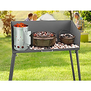 Stanbroil 30 Inch Camp Cooking Table with Foldable Three-sided Windscreen and Legs, Perfect for Dutch Oven Cooking with Charcoal Briquettes and Food Preparation