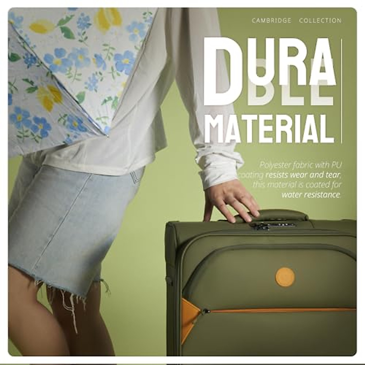 Verage Cambridge Lightweight Carry On Luggage,Softside Expandable Suitcase with Spinner Wheel (20-Inch, Green)