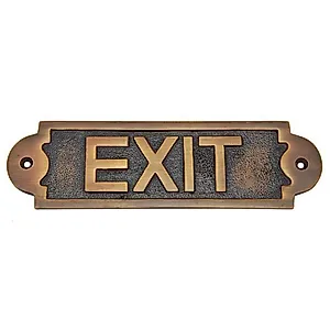 Adonai Hardware Exit Brass Door Sign - Antique Brass
