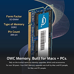 OWC 4GB (2 x 2GB) PC5300 DDR2 667MHz SO-DIMMs Memory RAM Upgrade Compatible with MacBook, MacBook Pro, iMac, Mac Mini Core 2 Duo Models (OWC5300DDR2S4GP)