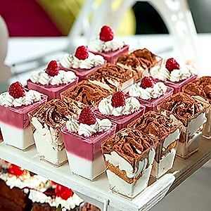 Colovis Desert Cups with Lids and Spoons, 100 Pack 5 OZ Clear Square Parfait Cups Plastic Appetizer Cups for Party Cheesecakes Puddings Fruits (100)