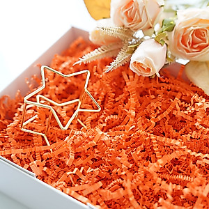 Bobobag - 1LB Crinkle Cut Paper Shred Filler Recyclable Gift Wrap Confetti Raffia Grass Shred Paper for Easter Baskets Filler Creative Eggs Decor(Orange)