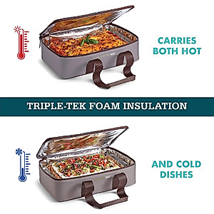 Rachael Ray Lasagna Lugger, Thermal Insulated Casserole Carrier for Hot or Cold Food, Lugger Tote for Pockluck, Parties, Picnic, and Cookouts, Fits 9" x 13" Baking Dish, Burgundy