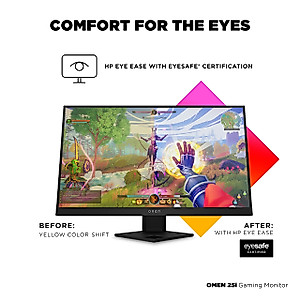 OMEN 25i Gaming Monitor, 1080p IPS FHD Display 165Hz with 1ms VESA HDR 400, NVIDIA G-SYNC Compatible, AMD FreeSync Premium Pro, VESA Mounting, Console Compatible, Eyesafe Screen (Renewed), Black