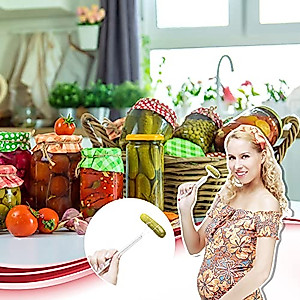 Set of 4 Pickle Picker Stainless Steel and Plastic Pickle Pincher 8 Inch Deluxe Pickle Grabber Tool Pickle Jar Fork for Kitchen Food Olive Pepper, White