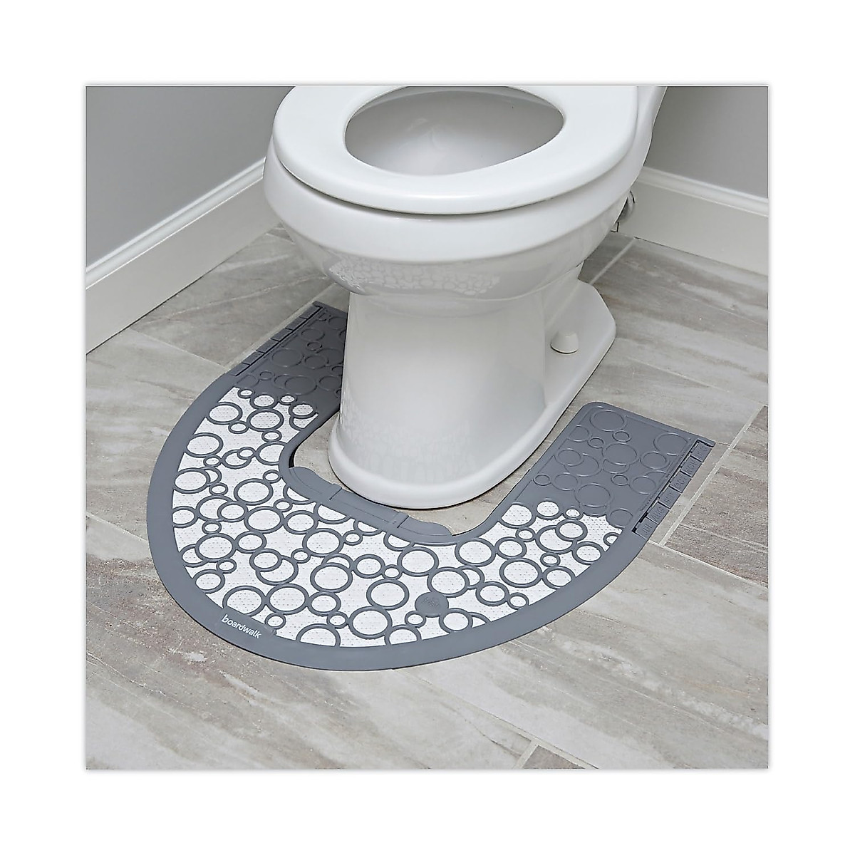 Boardwalk BWKCMGW 22 in. x 22 in. Commode Rubber Mat 2.0 - Gray/White (6/Carton)