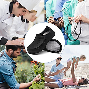 Non Slip Chef Shoes Women Zapatos De Cocina para Hombres Closed Toe Clogs Water Proof Comfortable Kitchen Work Shoe for Men Food Service Indoor Outdoor Restaurante Black/Size 7