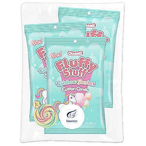 Fluffy Stuff Cotton Candy Bags, Assorted Fruit Flavored Rainbow Treats, 2.1 Ounces (Pack of 3)