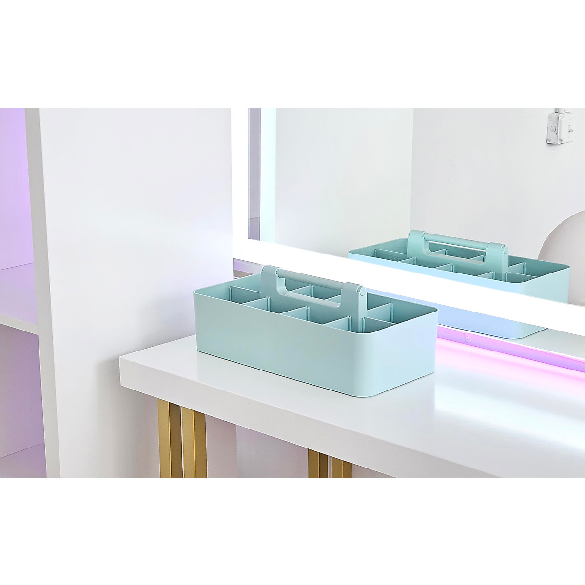 Enjoy Organizer -Large Portable Caddy, DIY Dividers, 8 Compartments, Office Supplies Organizer, Simple, Portable Basket with Handle Storage Organizer Modern,Endless Multi Use -Made in USA