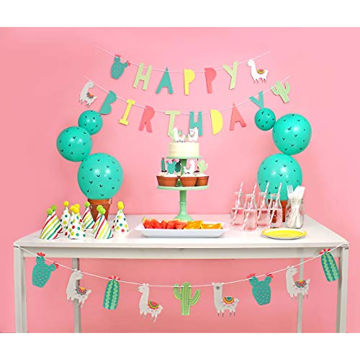 Llama and Cactus - Garland | Llama Bunting | Llama Party Decor | Room Decoration | Llama Party Decoration | Photo Prop | Fiesta