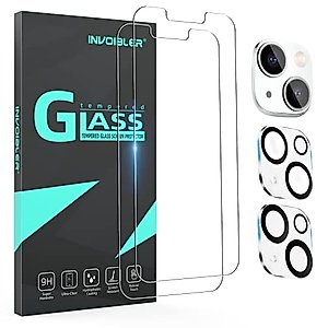 Invoibler [2+2 Pack Screen Protector Compatible with iPhone 14 Plus 6.7" + Camera Lens Protector, iPhone 14 Plus Screen Protector Tempered Glass, [HD Clear] [Bubble Free] [Anti-Scratch]