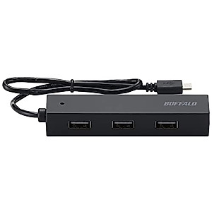 Buffalo BSH4UMB05BK USB 2.0 4-Port Hub for Tablets and Smartphones, Black