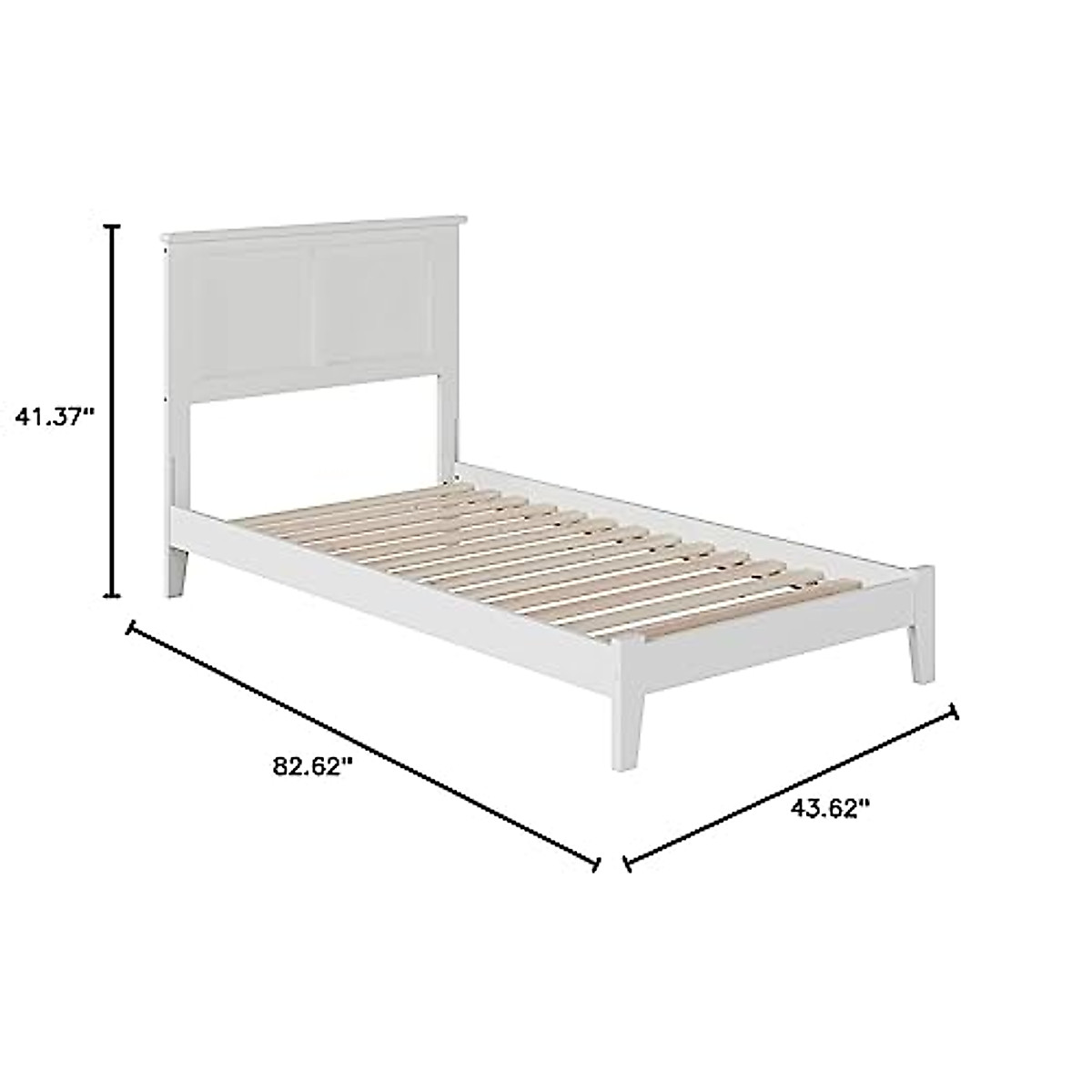 Atlantic Furniture AR8611002 Madison Platform Bed with Open Foot Board, Twin XL, White