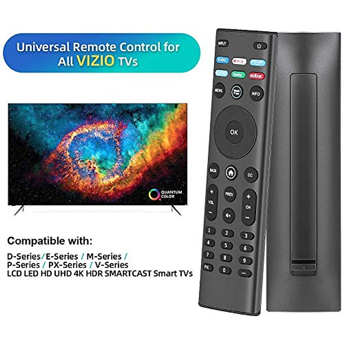 【Pack of 2】 Replacement Remote for Vizio Smart TV, Compatible with All Vizio TVs D-Series E-Series M-Series V-Series P-Series SmartCast HD 4K VIZIO Smart TVs