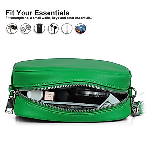befen Small Camera Crossbody Bags for Women, Leather Cell Phone Cross Body Purse and Handbags for Travel (Medium Kelly Green)