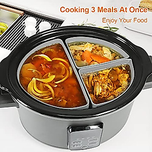 BYKITCHEN Reusable Thicker Silicone Slow Cooker Divider Liner Compatible with Crockpot, Hamilton Beach 6 Quart Slow Cooker, Set of 3, Slow Cooker Divider Insert for Most 6-8 QT Oval Slow Cooker