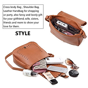 forestfish Ladies' Vintage Hollow Crossbody Bag Shoulder Bag Purse with Adjustable Shoulder Strape, Brown
