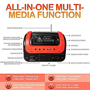 Solar Generator - Portable Generator with Solar Panel,Solar Power Generators Portable Power Station with Flashlight,Emergency Generator Solar Powered for Home Use Camping Travel Hunting Emergency(Red)