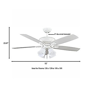Hampton Bay Devron 52 in. LED Indoor Matte White Ceiling Fan with Light Kit