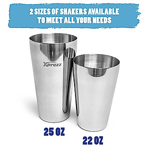 Xprezz Cocktail Shaker Set - 25oz and 22oz Cocktail Shaker Kit - Boston Shaker Bar Set Cocktail Shaker Set - Martini Shaker Set - Professional Bartender Kit - Stainless Steel Drink Cocktail Mixer Set