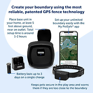PetSafe Guardian GPS Connected Customizable Fence - World's Most Reliable GPS Fence Technology, Create Your Own Boundary, Long Battery Life - GPS Dog Fence With No Subscription Required