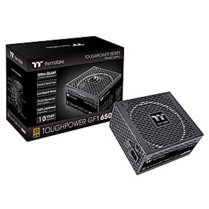 Thermaltake Toughpower GF1 650W 80+ Gold SLI/ CrossFire Ready Ultra Quiet 140mm Hydraulic Bearing Smart Zero Fan Full Modular Power Supply 10 Year Warranty PS-TPD-0650FNFAGU-1