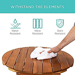 Best Choice Products 3-Piece Acacia Wood Bistro Set, Folding Patio Furniture for Backyard, Balcony, Deck w/ 2 Chairs, Round Coffee Table, Teak Finish - Natural