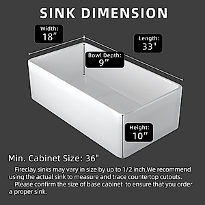 Miuara Farmhouse Sink 33 Inch White Farmhouse Sink Farm Sink Farmhouse Kitchen Sink Apron Sink Fireclay Sink Farmer Sink Undermount Kitchen Sink White Kitchen Sink Single Bowl with Accessories