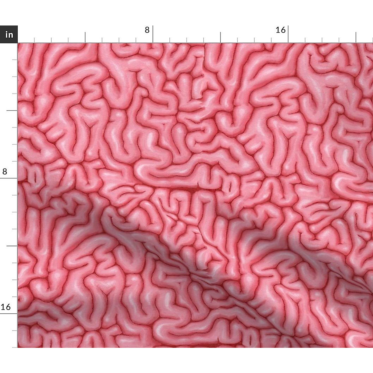 Spoonflower Fabric - Neon Pink Big Brains Zombie Brain Anatomy Gross Nature Printed on Petal Signature Cotton Fabric Fat Quarter - Sewing Quilting Apparel Crafts Decor