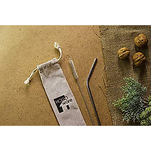 HOGOWARE Reusable Stainless-Steel Metal Drinking Straws with Travel Case and Cleaning Brush, Great for Yeti Tumblers and Smoothies, Silver (Variety, 10.5), 4 Pack