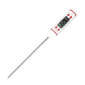 Smalibal Digital Meat Thermometer, Waterproof Instant Read Thermometer, LCD Display Stainless Steel Probe for Cooking Food, Baking, Liquids, Candy, Grilling BBQ White