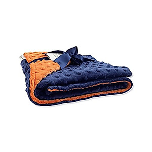 MEG ORIGINAL Minky Dot Baby Boy Blanket, Navy Blue & Orange