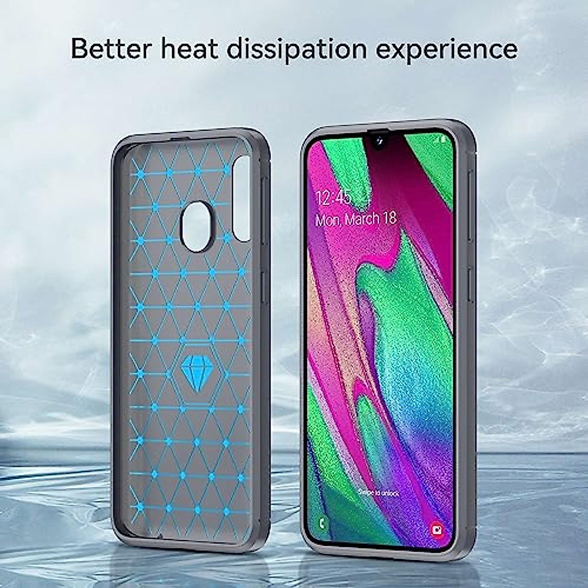 Cell Phone case for Samsung Galaxy A40,Refined Carbon Fiber,Anti-Fall,Anti-Fingerprint,Full Protection Gray