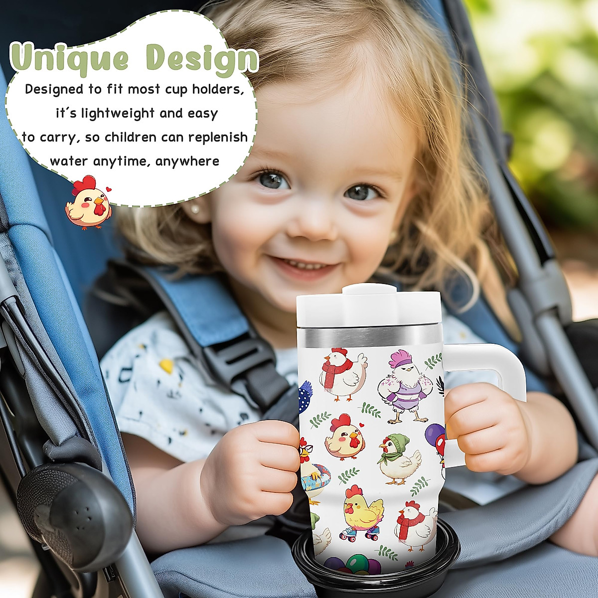 Chicken Gifts for Women Girls, Chickens Tumbler with Handle and Straw for Kids 14oz, Chicken Owners Gifts Ideas, Birthday Gift for Chickens Lovers