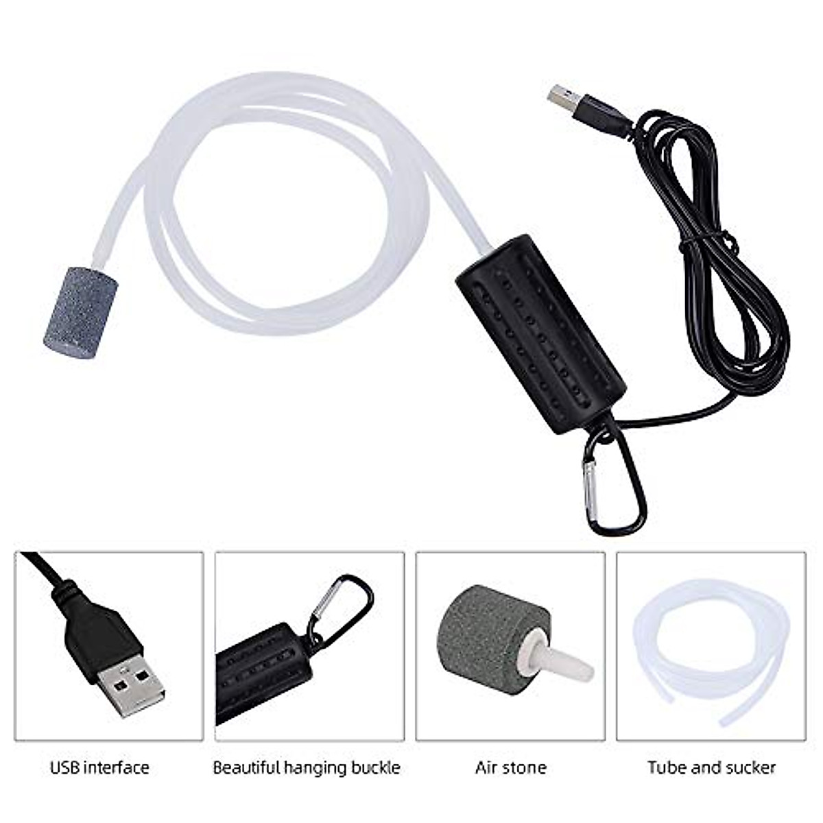 Adeeing Portable Mini USB Aquarium Fish Tank Oxygen Air Pump Mute Energy Saving Supplies Accessories (Black)